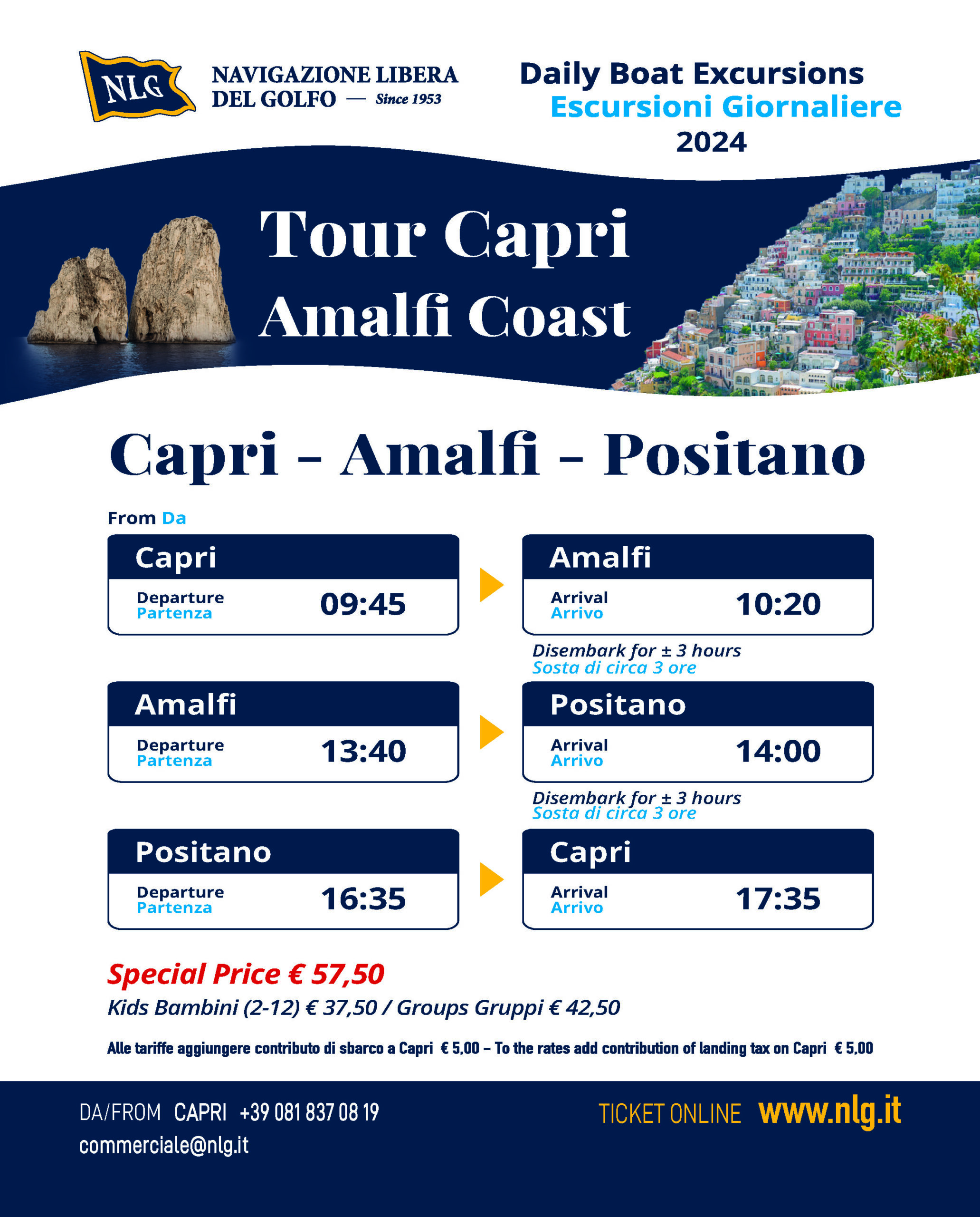 NLG » Tour from Capri to Amalfi and Positano - NLG
