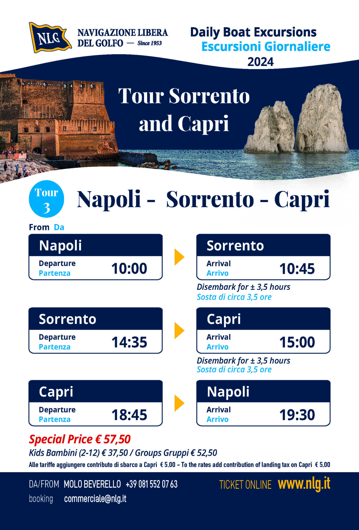 NLG » Tour da Napoli 3/4 per Sorrento e Capri - NLG